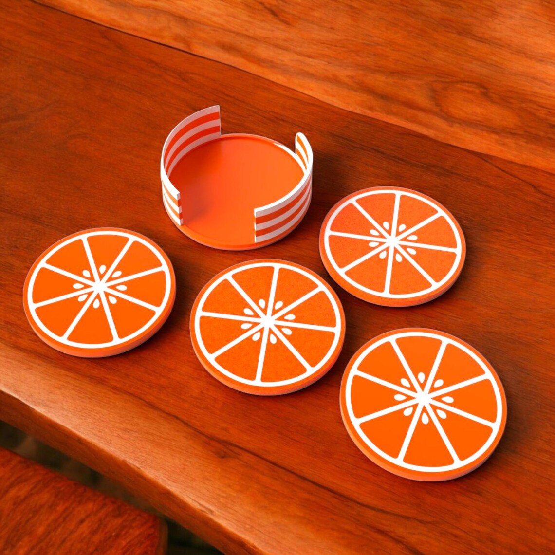 Tangerine Dream Coasters Retro 70s Orange Slice Drink Coasters – Funky ...