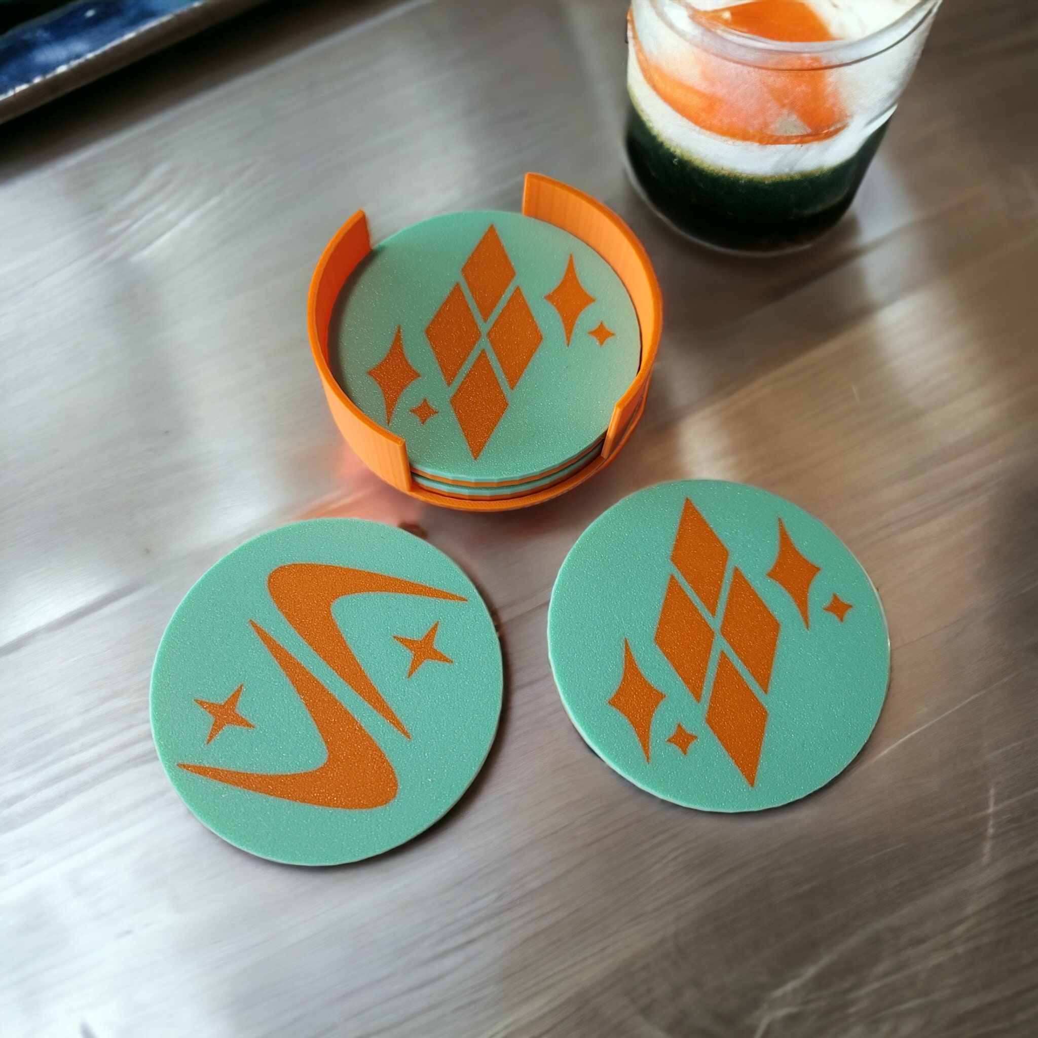Mid Century Modern Coasters Set of 4 Diamonds & Boomerang Space Age ...