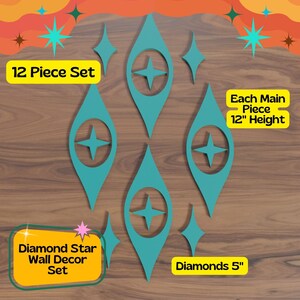 Mid Century Modern Vintage Style Stars & Diamonds Art Deco Outdoor ...