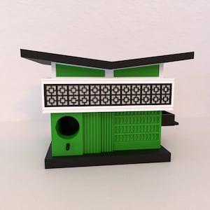 Retro Mid Century Modern Birdhouse Building Park Place | Bird House ...