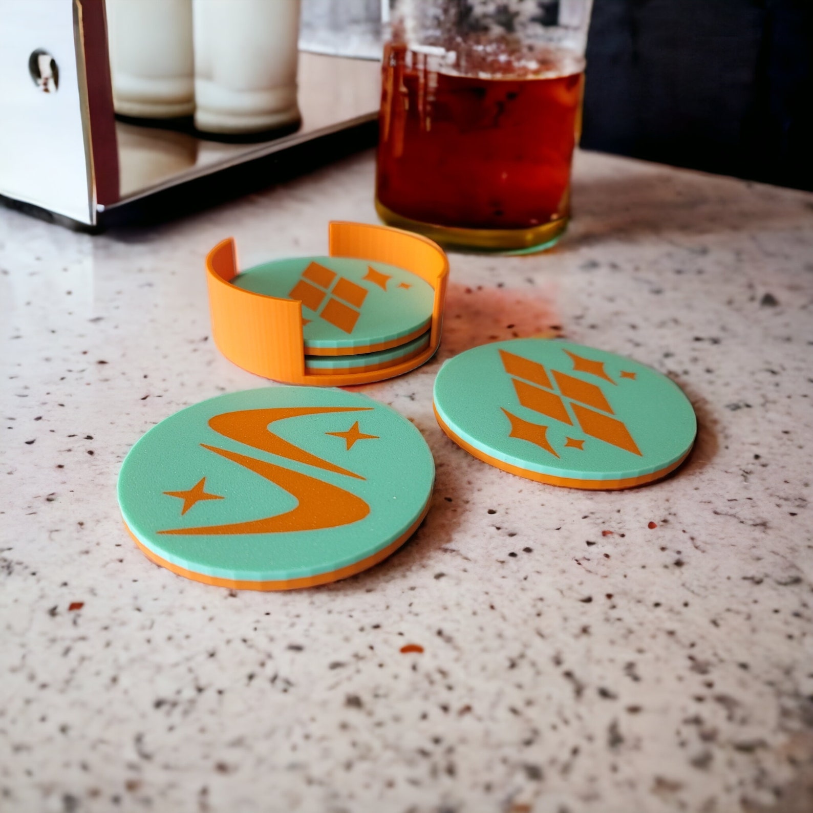 Mid Century Modern Coasters Set of 4 Diamonds & Boomerang Space Age ...