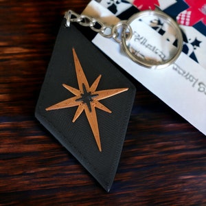Retro Mid Century Modern Diamond Starburst Keychain Nostalgic Keyring ...