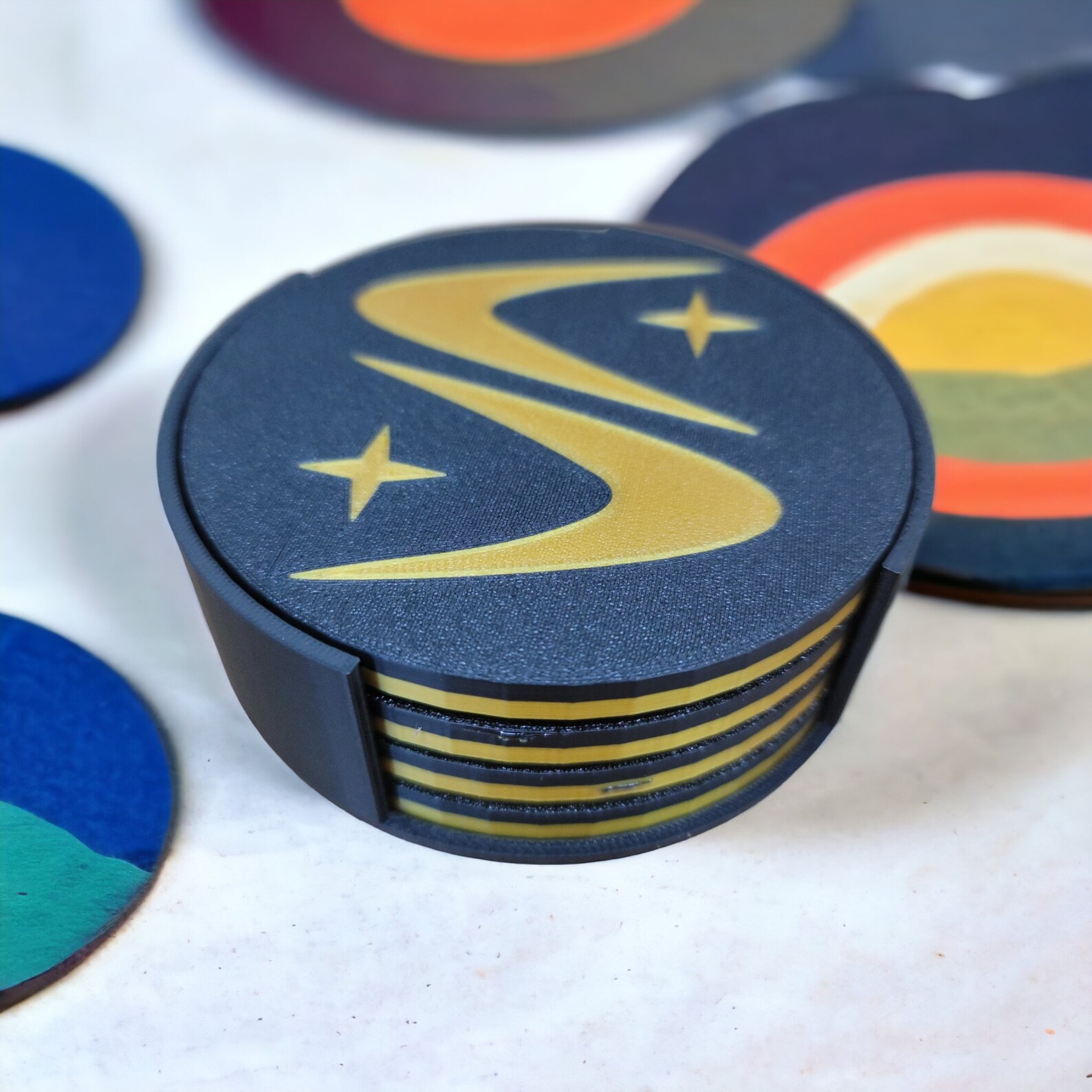 Mid Century Modern Coasters Set of 4 Diamonds & Boomerang Space Age ...
