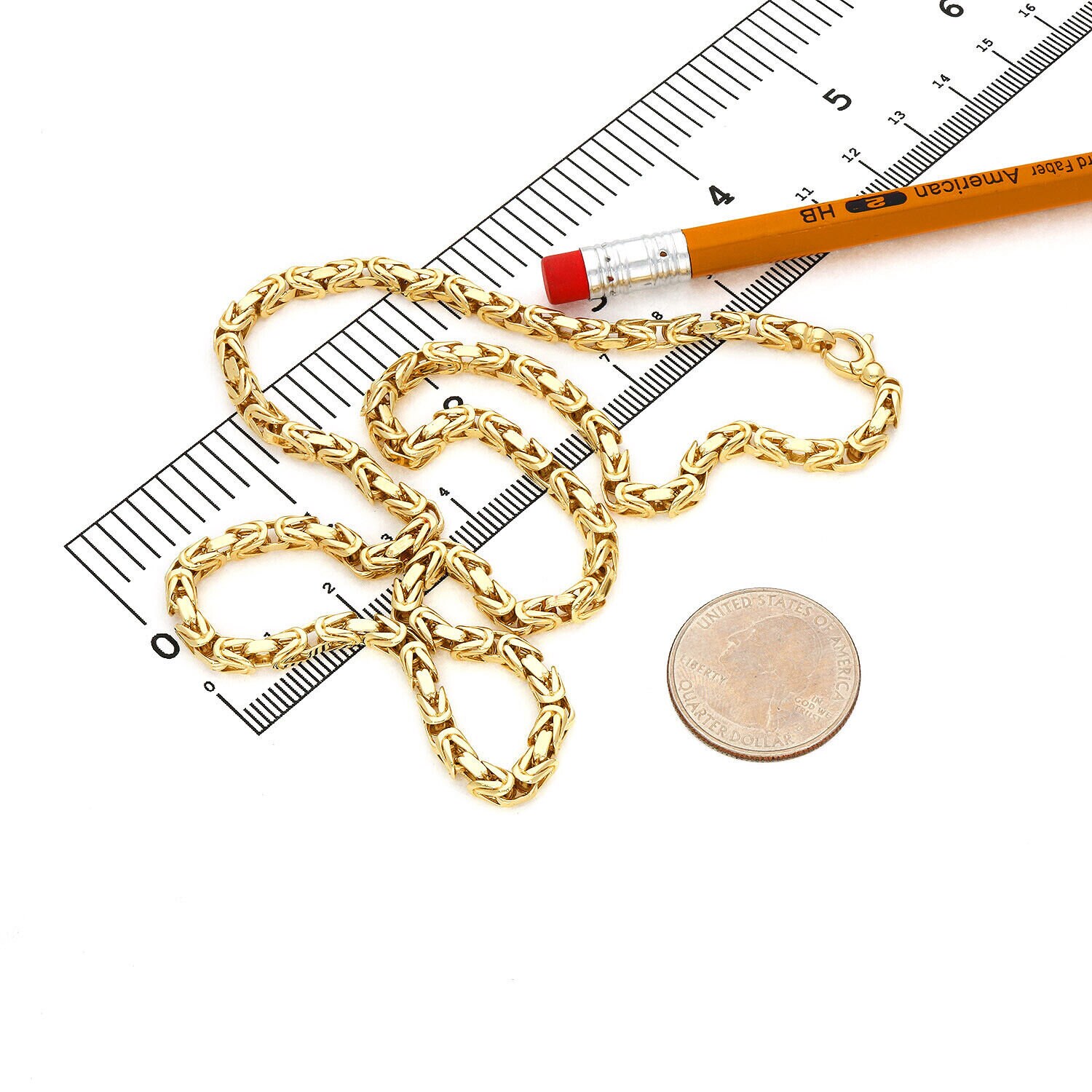 10K Solid Yellow Gold 4mm Byzantine Chain Necklace 2026 - Etsy