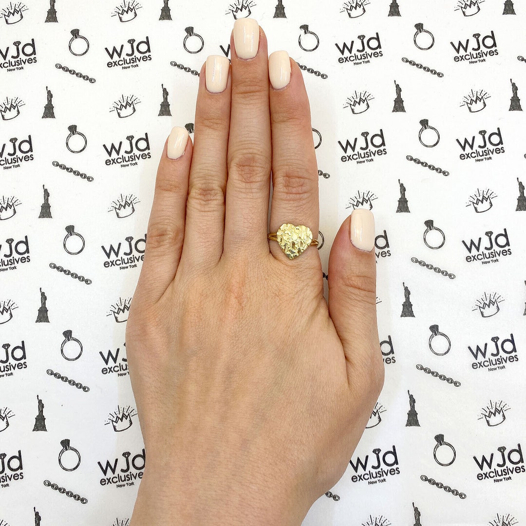 10k Gold Split Shank Heart Nugget Ring - Etsy