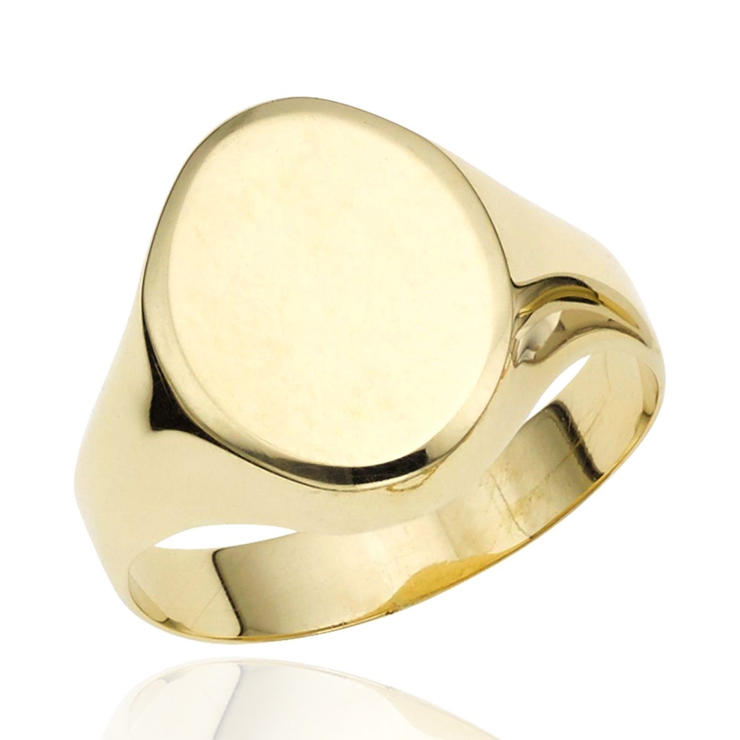 Engravable 14k Yellow Gold Oval Initial Signet Ring - Etsy