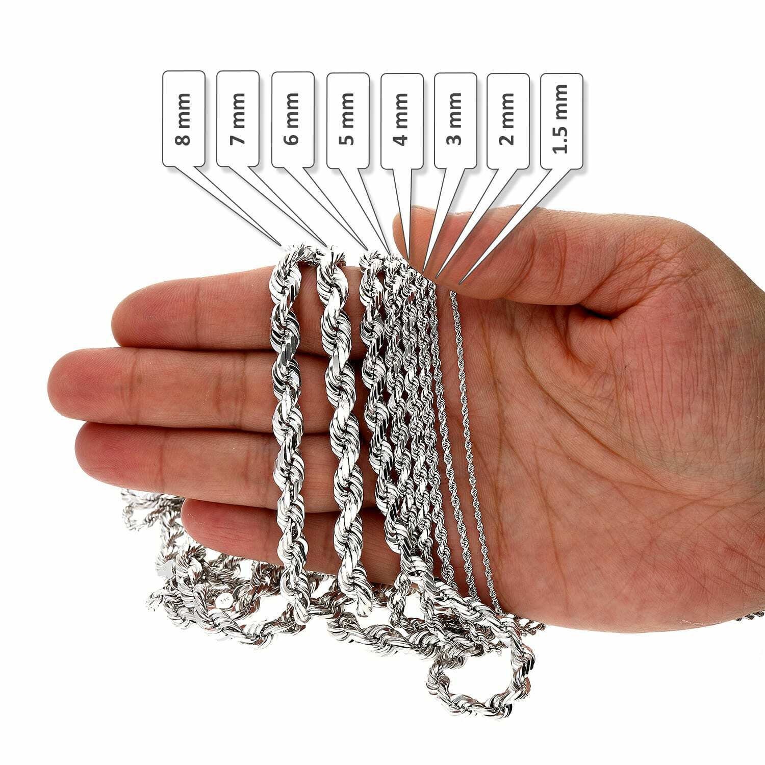 14K Solid White Gold 8mm Diamond Cut Rope Chain Necklace 20 22 24 26 28 Etsy Canada