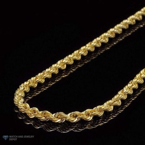 14K Yellow Gold Hollow 5mm Rope Chain Necklace 18 20 22 24 26 28 30 - Etsy