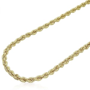 14K Yellow Gold Hollow 5mm Rope Chain Necklace 18 20 22 24 26 28 30 - Etsy