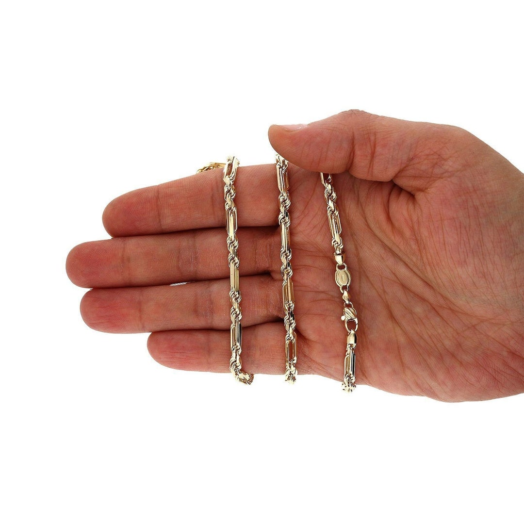 14K Solid Yellow Gold 4mm Milano Figaro Rope Chain Necklace 20"-26" - Etsy