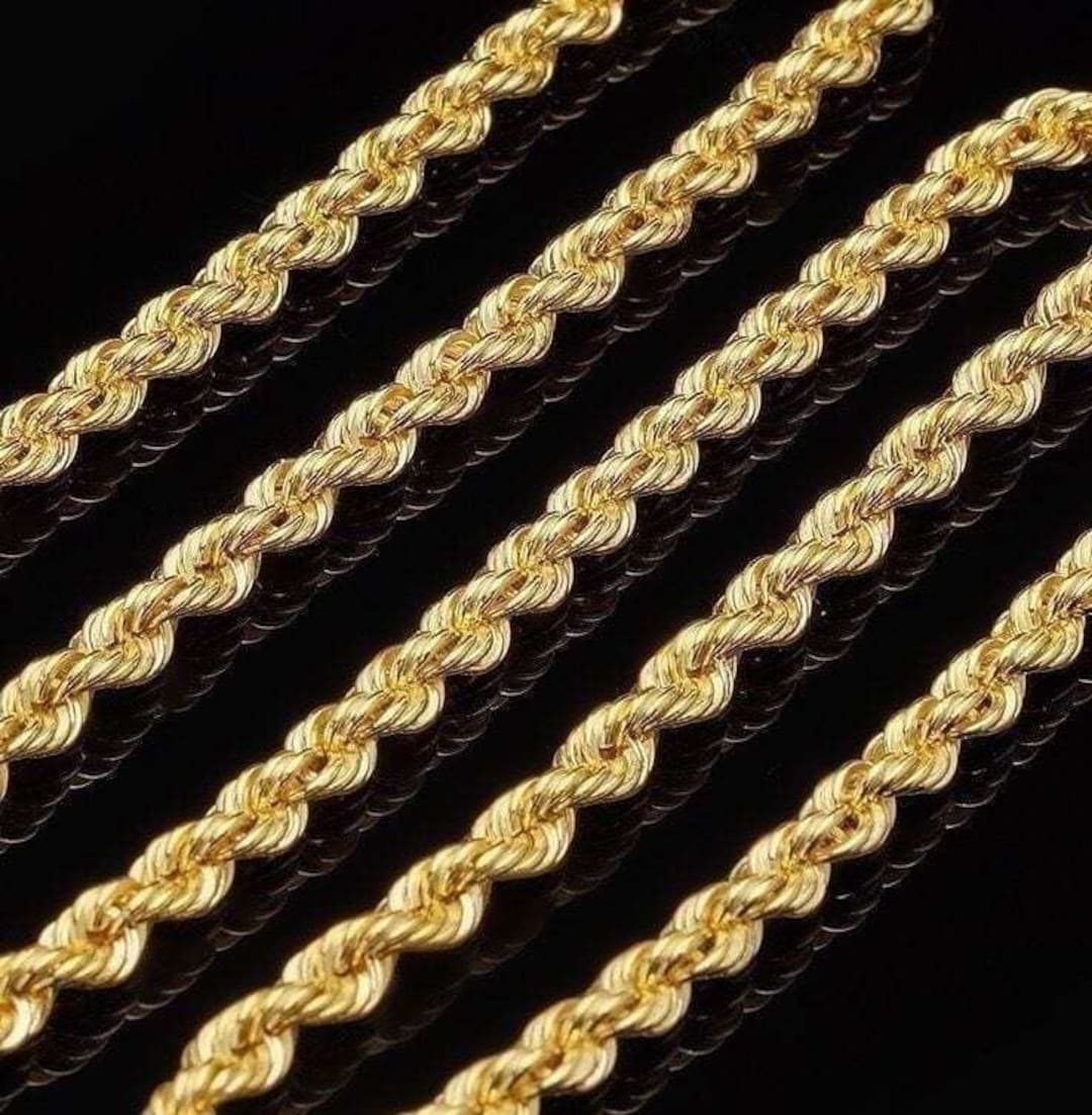 14K Yellow Gold Hollow 5mm Rope Chain Necklace 18 20 22 24 26 28 30 - Etsy