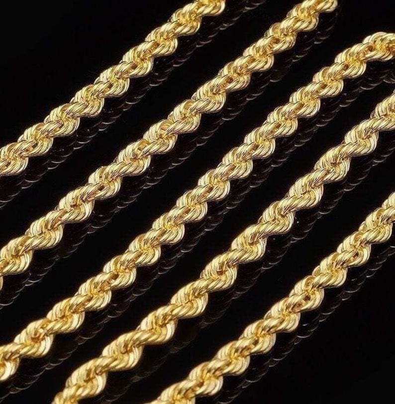 14K Yellow Gold Hollow 5mm Rope Chain Necklace 18 20 22 24 26 28 30 - Etsy