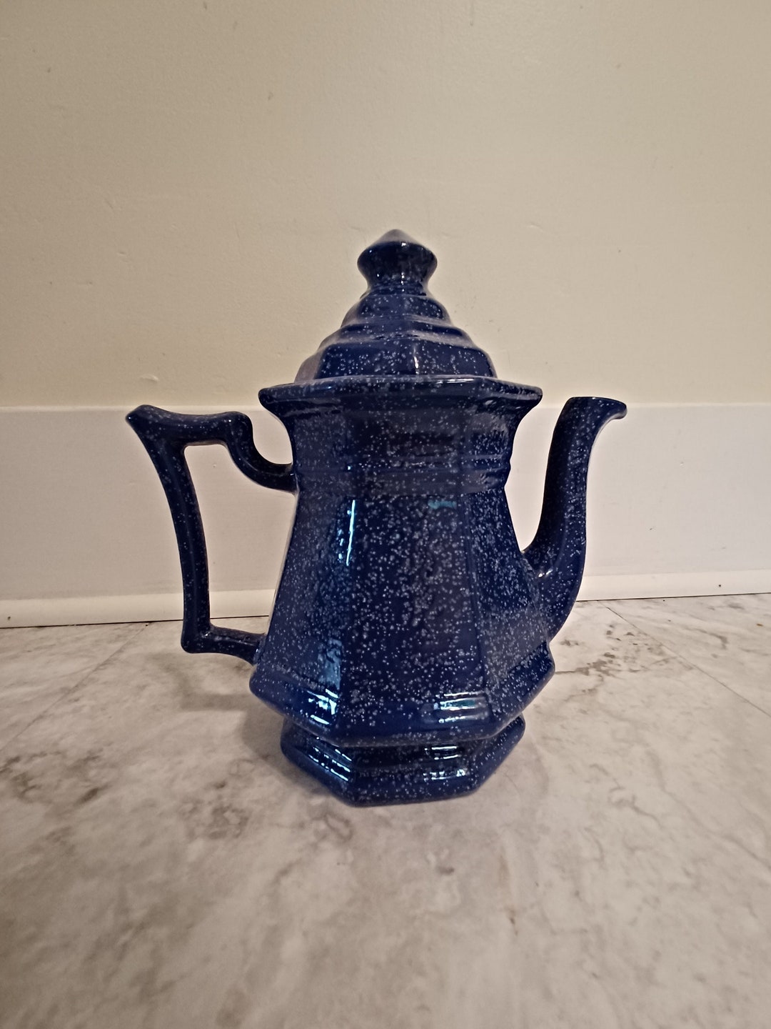 Antique Mid 1800s Large 9.5" Rare Staffordshire Dark Cobalt Blue ...