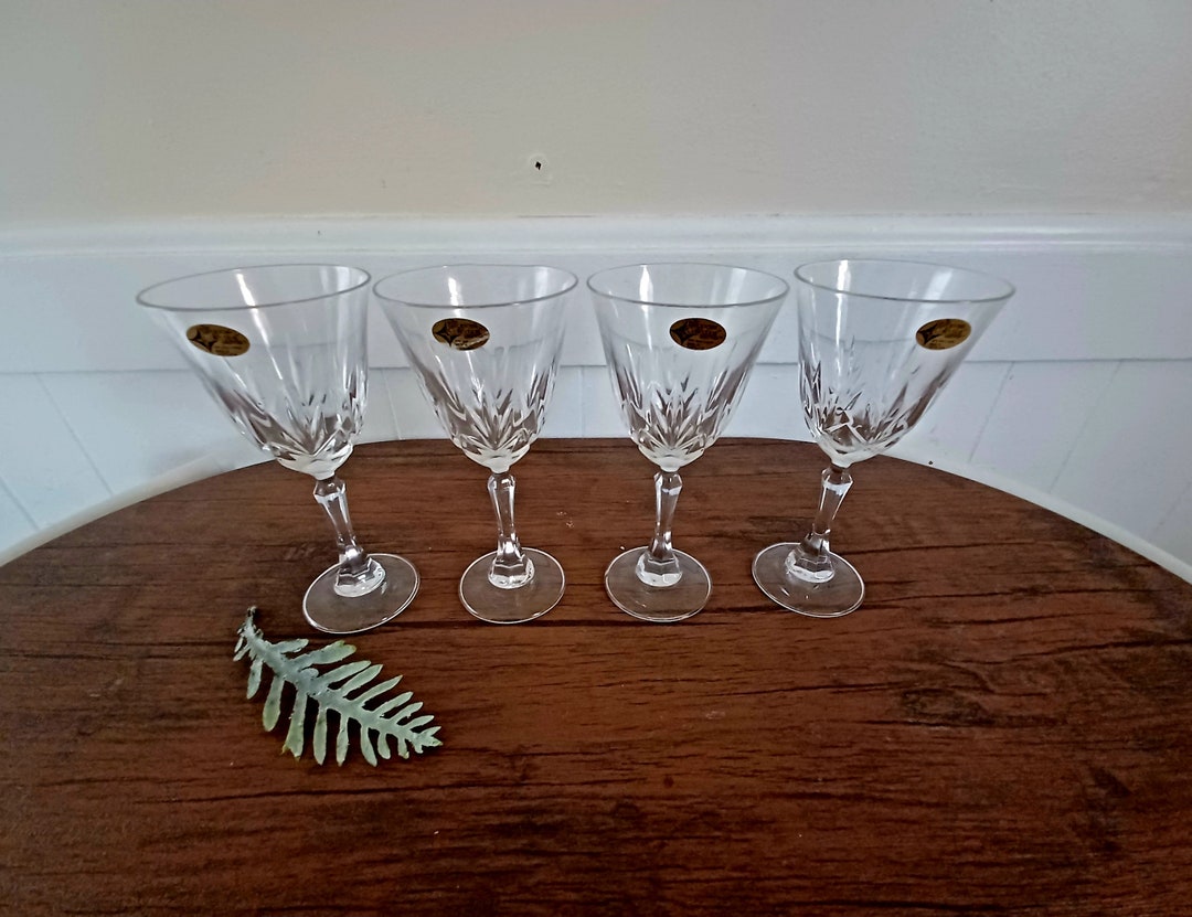 Vintage 1980s Lead Crystal Wine Glasses Goblets European Countess ...