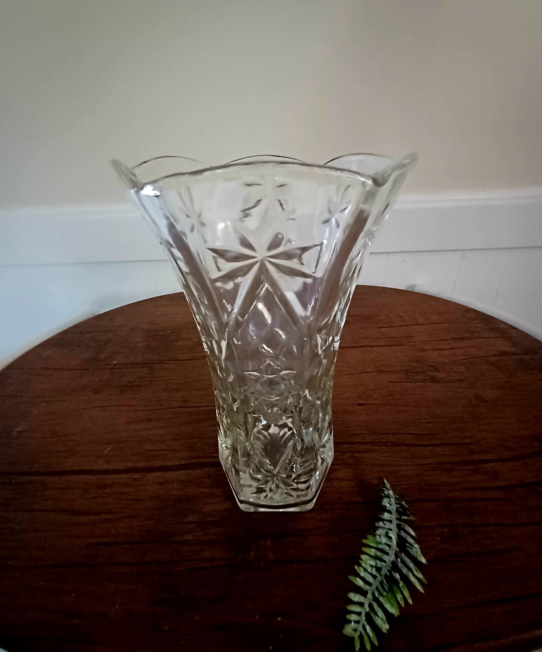 Vintage 1960s 10.5" Anchor Hocking Prescut Star of David Pattern Clear ...
