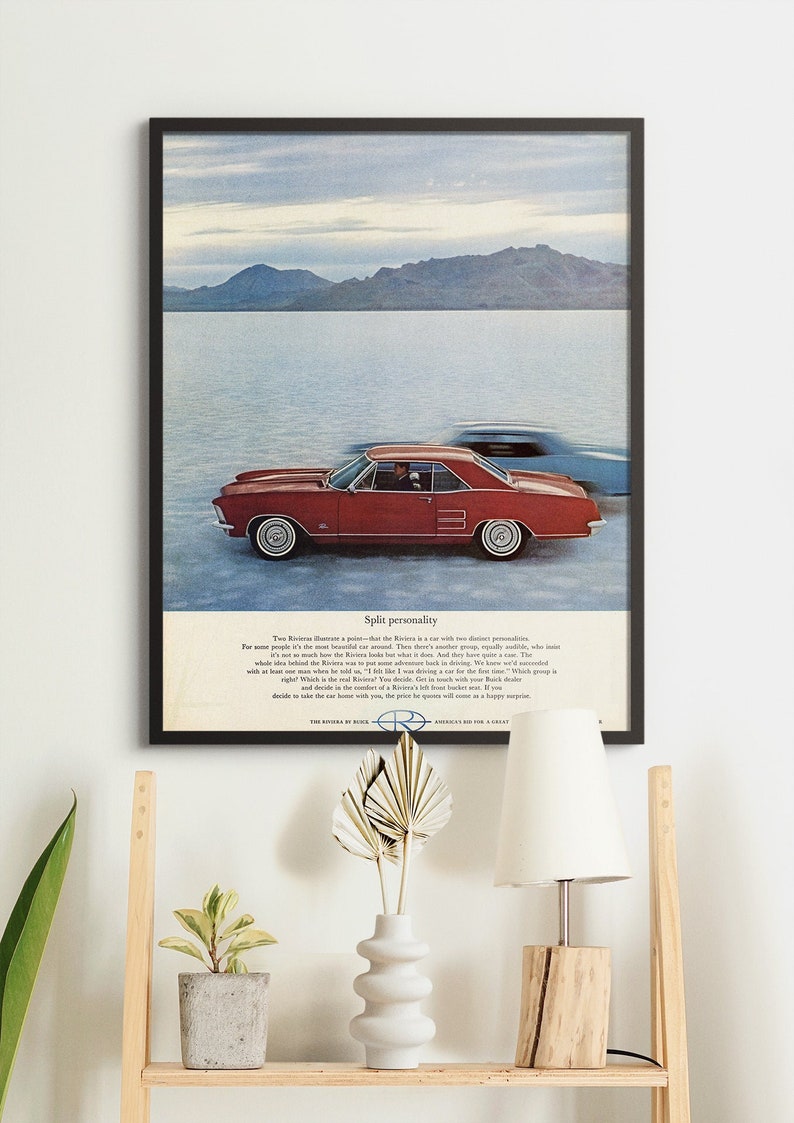 Vintage Car Ad Poster, Buick Riviera 1963, Premium Matte Poster, Wall ...