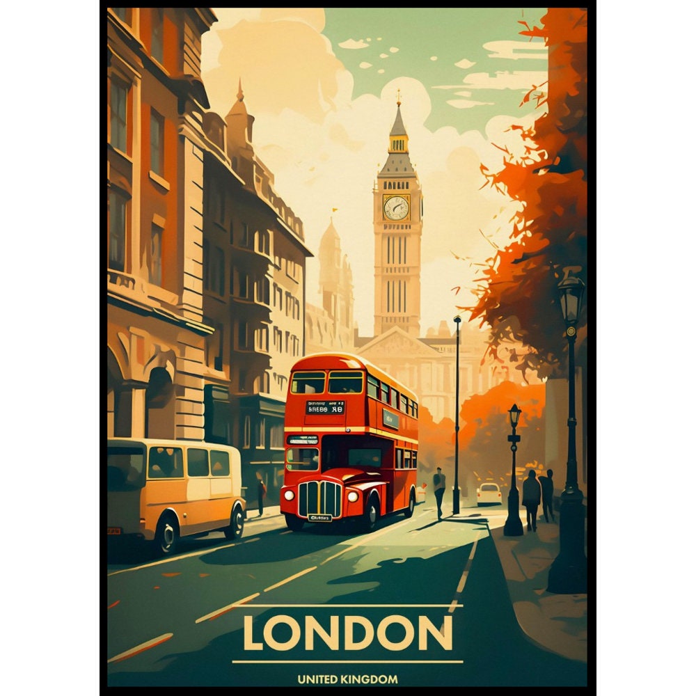 LONDON | Vintage Travel Poster | Illustration | Gallery Wall Art ...