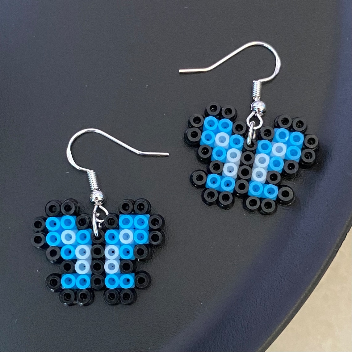 Mini Blue Butterfly Perler Bead Errings Etsy