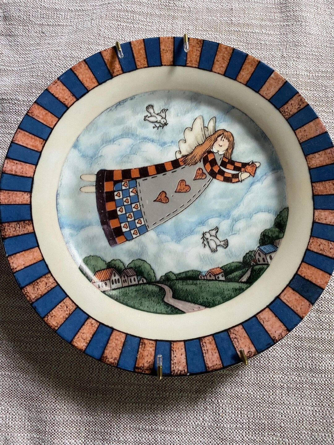 Folk Art Angel Plate - Wall Hanger- Vintage - Country - Farmhouse ...