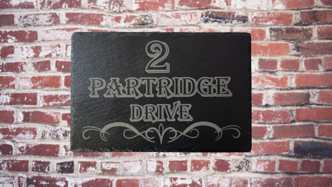Personalised House Door. Number and Street Name Slate Plaque Laser ...