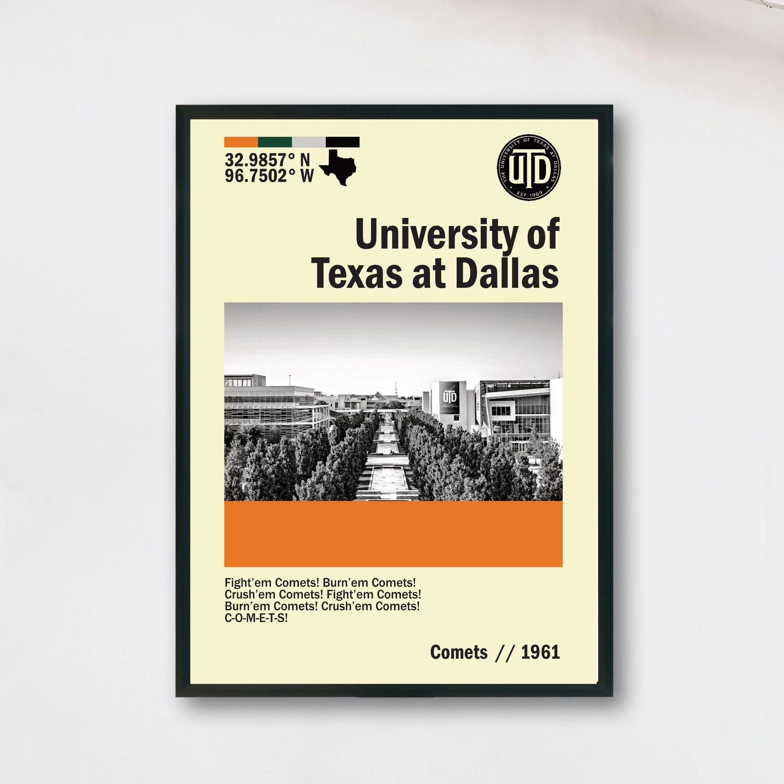 UT Dallas Poster | Instant Digital Download | UTD Campus Art Print ...