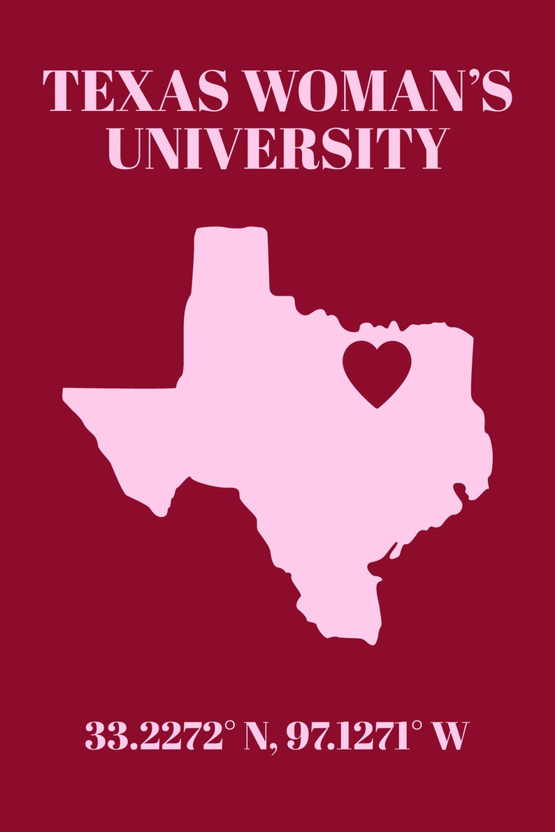 Texas Woman's University Digital Posters | TWU Wall Art | College Wall ...