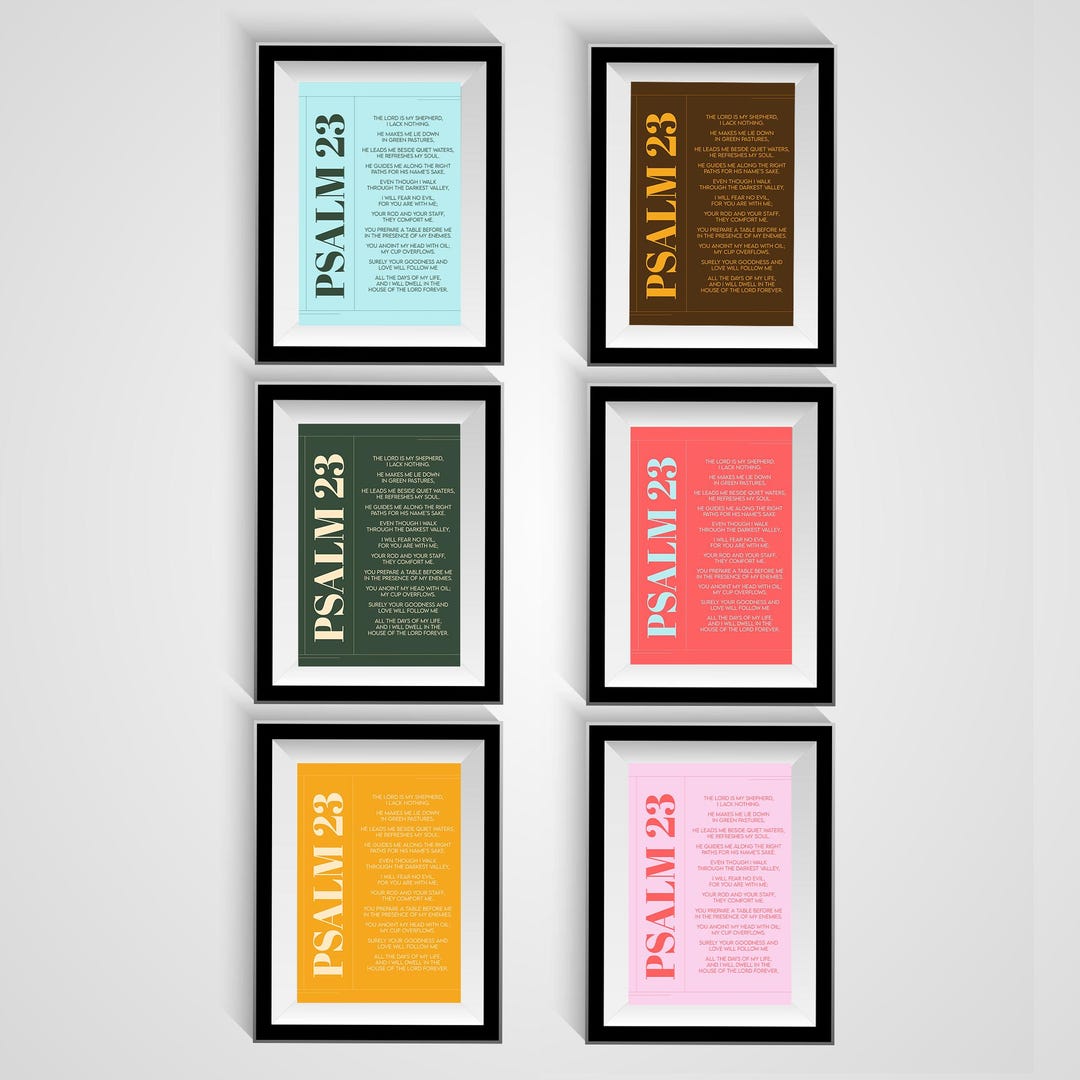 Psalms Bible Verses Wall Art | Set of 21 Posters | Psalm 23, 91, & 100 ...
