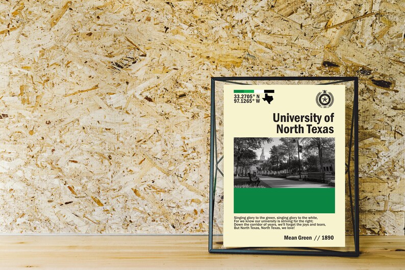 University of North Texas Poster Instant Digital Download UNT Campus ...