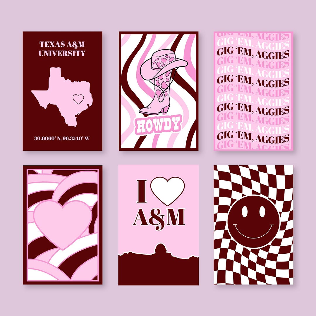 Texas A&M Digital Posters | ATM Wall Art | College Wall Decor | Set of ...