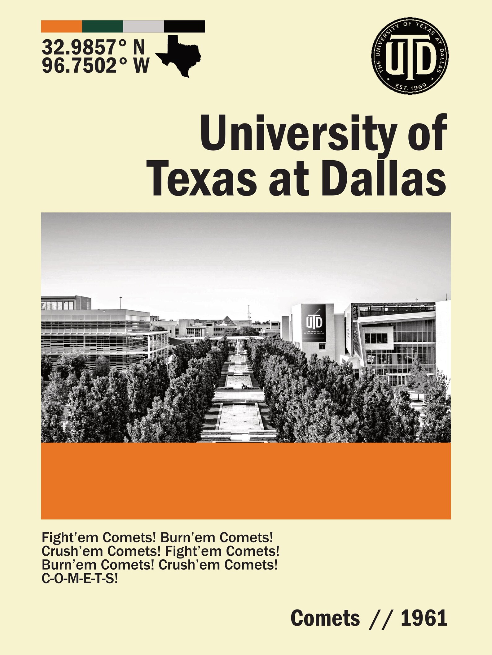 UT Dallas Poster | Instant Digital Download | UTD Campus Art Print ...
