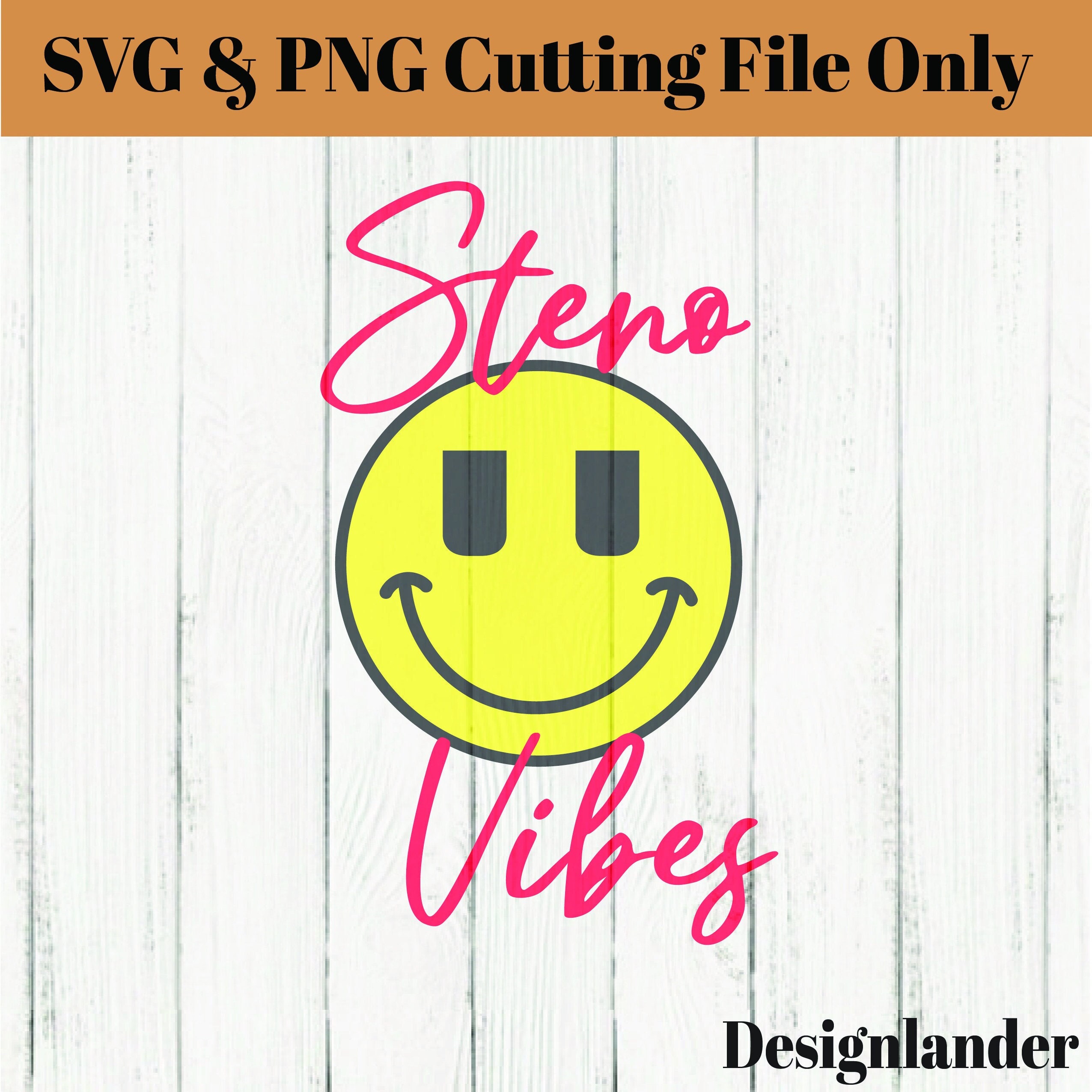 Steno Vibes Smiley Face SVG & PNG - Etsy