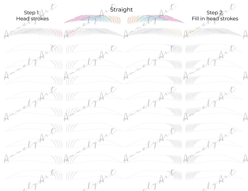 Microblading Patterns, Nanoblade Pattern, Basic, Advance, Curve, S Shape, Step-by-step Pattern ...