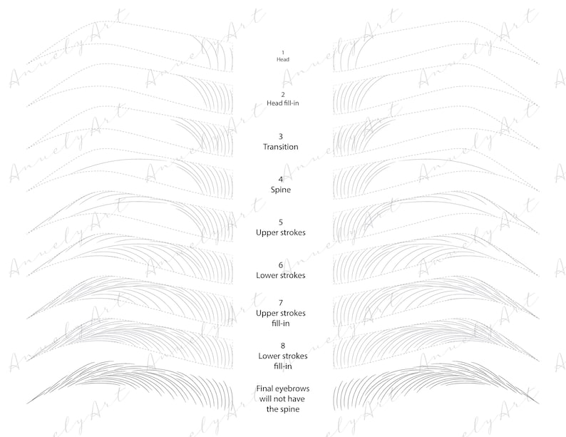 Microblading Patterns, Nanoblade Pattern, Basic, Advance, Curve, S ...