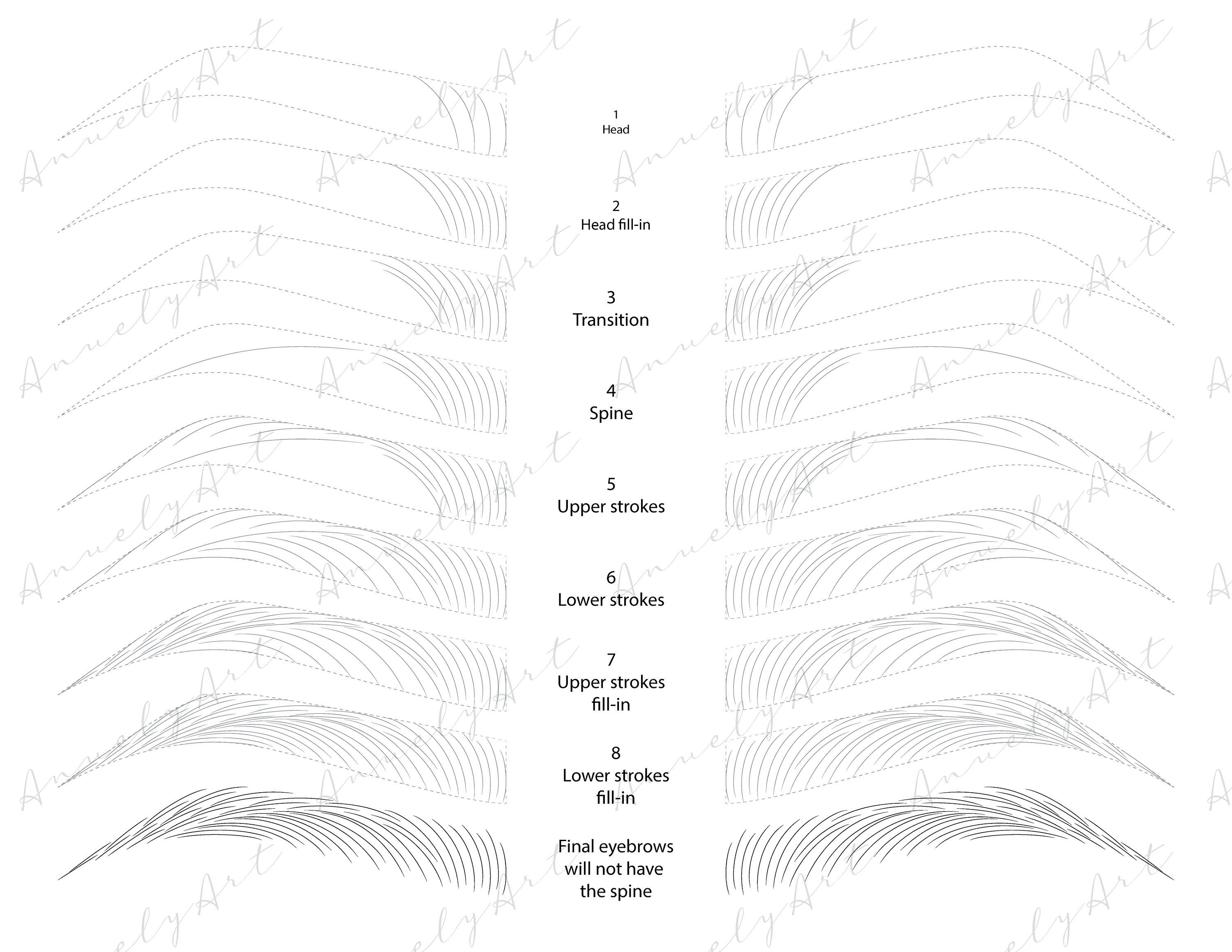 Microblading Patterns, Nanoblade Pattern, Basic, Advance, Curve, S ...
