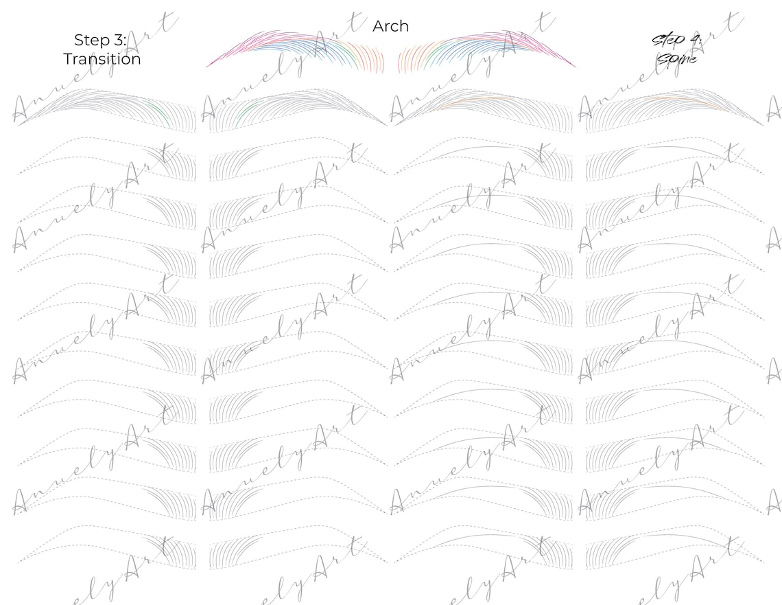 Microblading Patterns Nanoblade Pattern Basic Advance Curve S Shape Step By Step Pattern