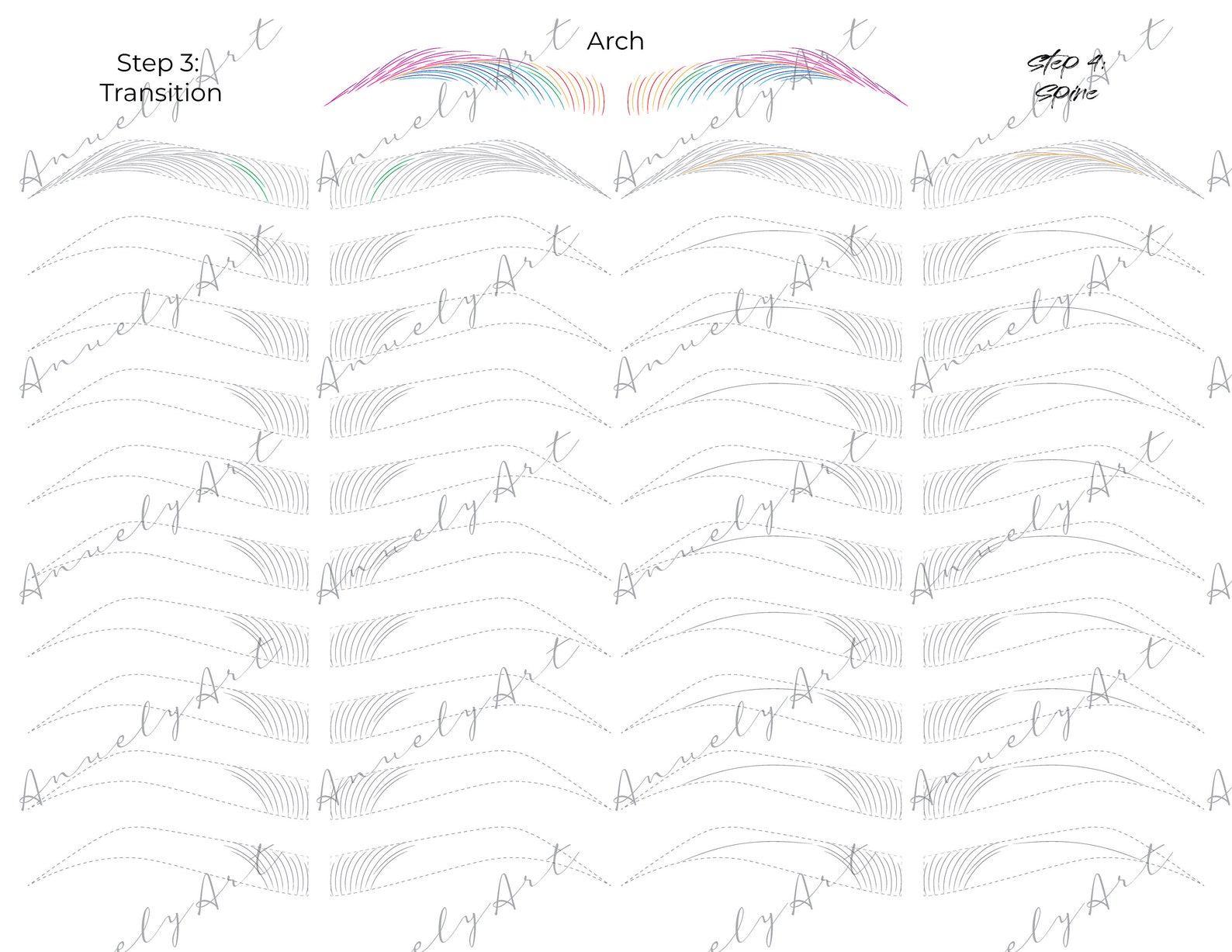 Microblading Patterns, Nanoblade Pattern, Basic, Advance, Curve, S ...