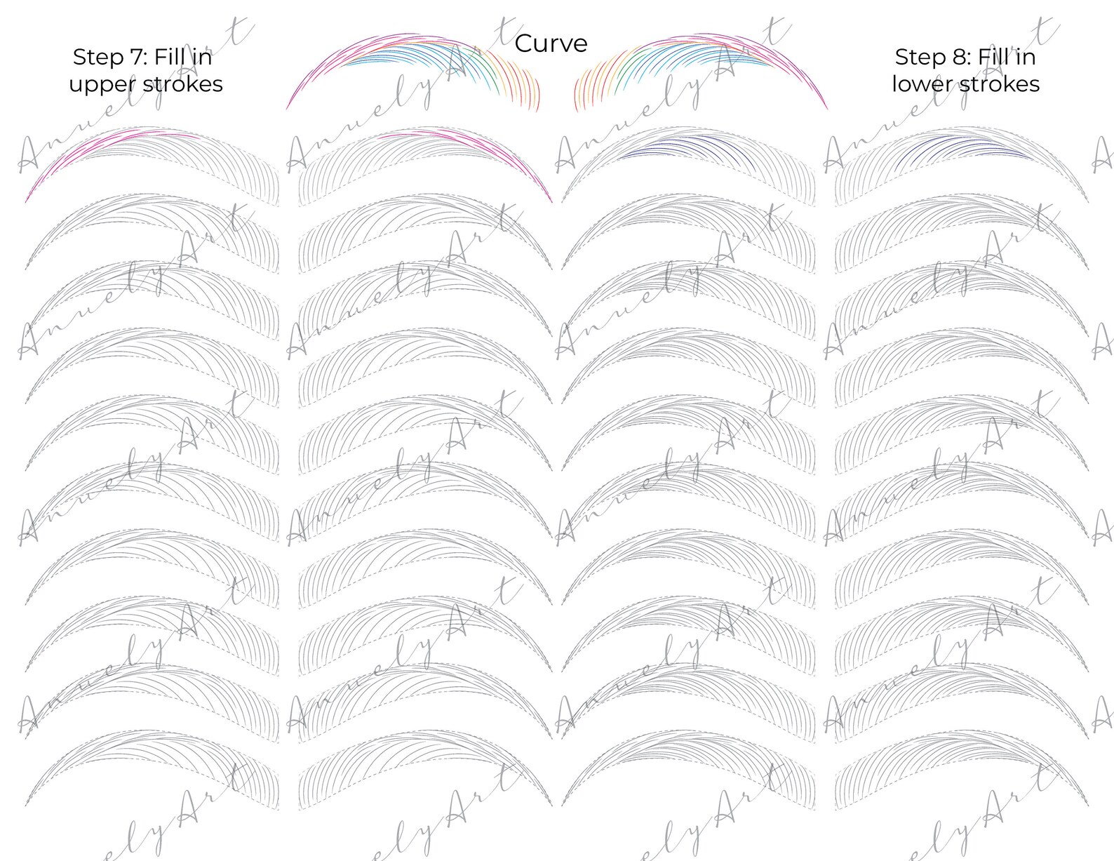 Microblading Patterns, Nanoblade Pattern, Basic, Advance, Curve, S ...
