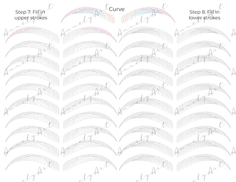 Microblading Patterns, Nanoblade Pattern, Basic, Advance, Curve, S Shape, Step-by-step Pattern ...