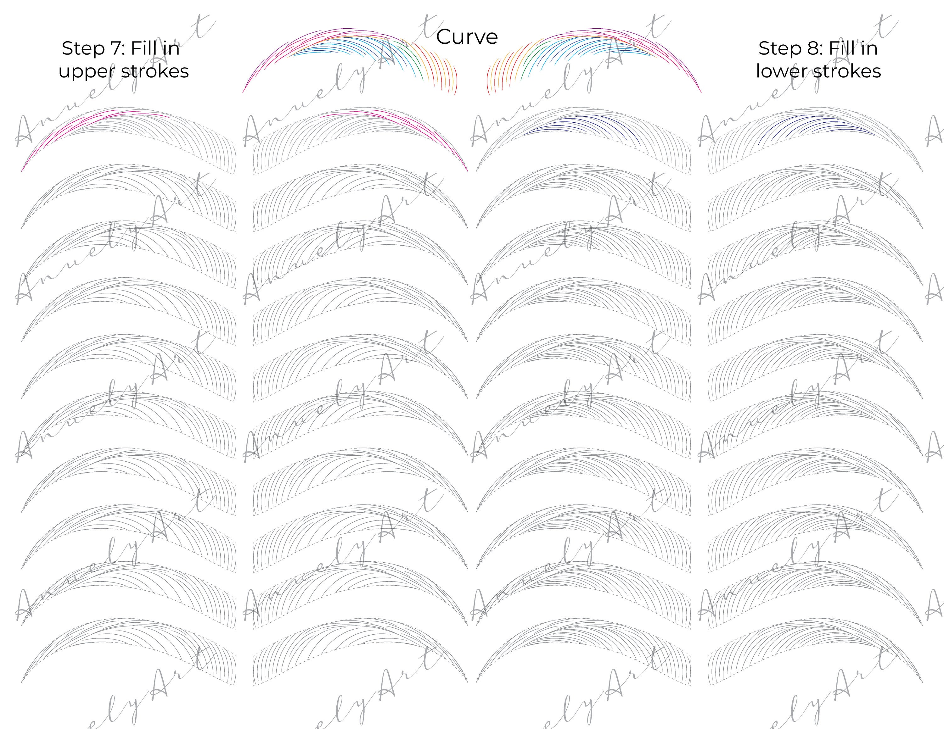 Microblading Patterns, Nanoblade Pattern, Basic, Advance, Curve, S ...
