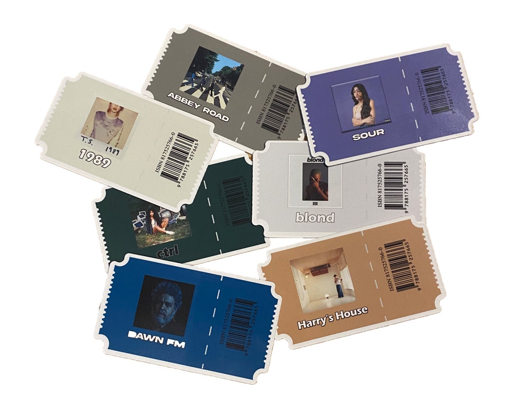 Album Cover Ticket Stub Stickers - Vinyl Sticker Pack - Laptop Stickers ...