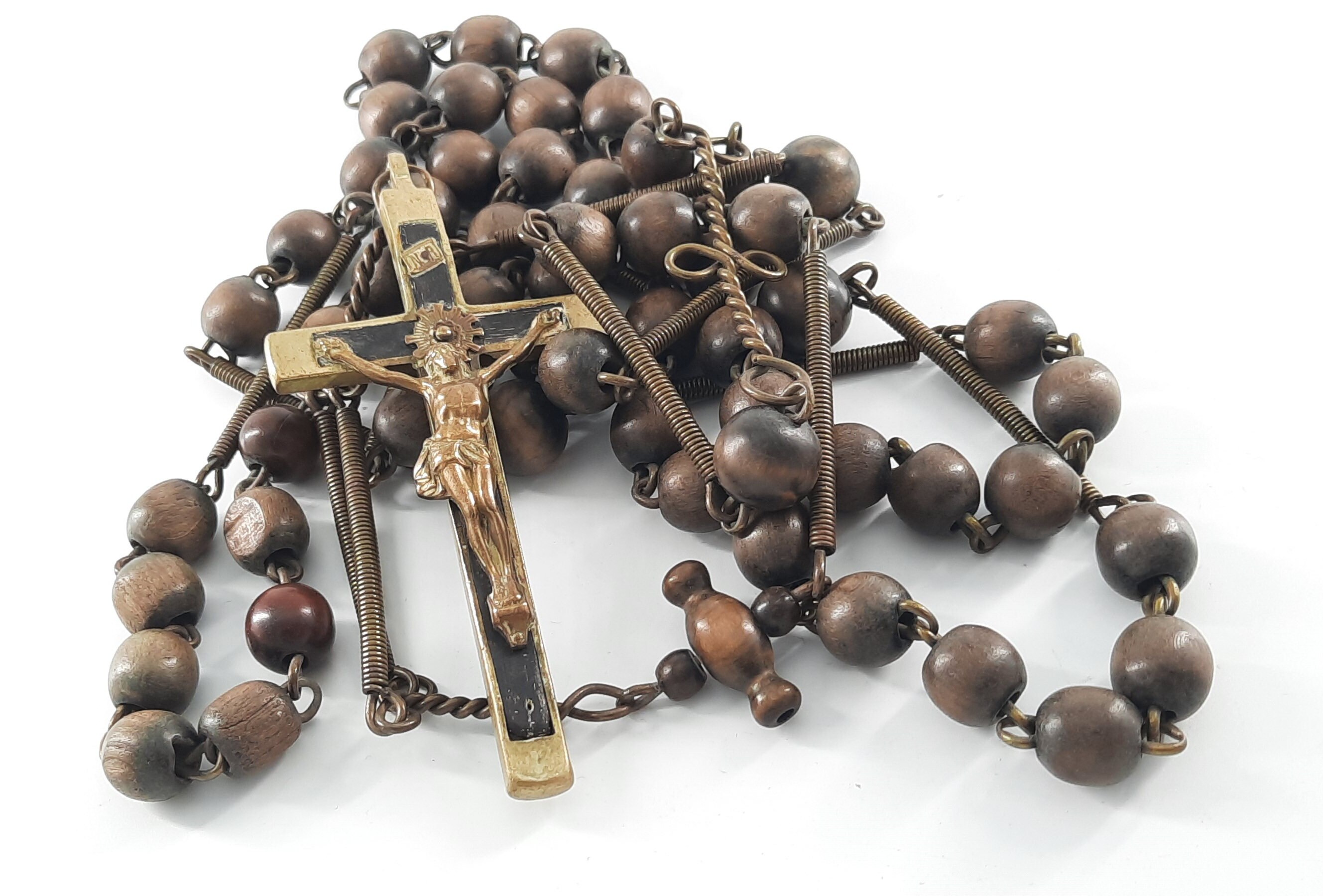 Rare Antique French 5 Decades Nuns Habit Rosary Credo Cross Spiral ...