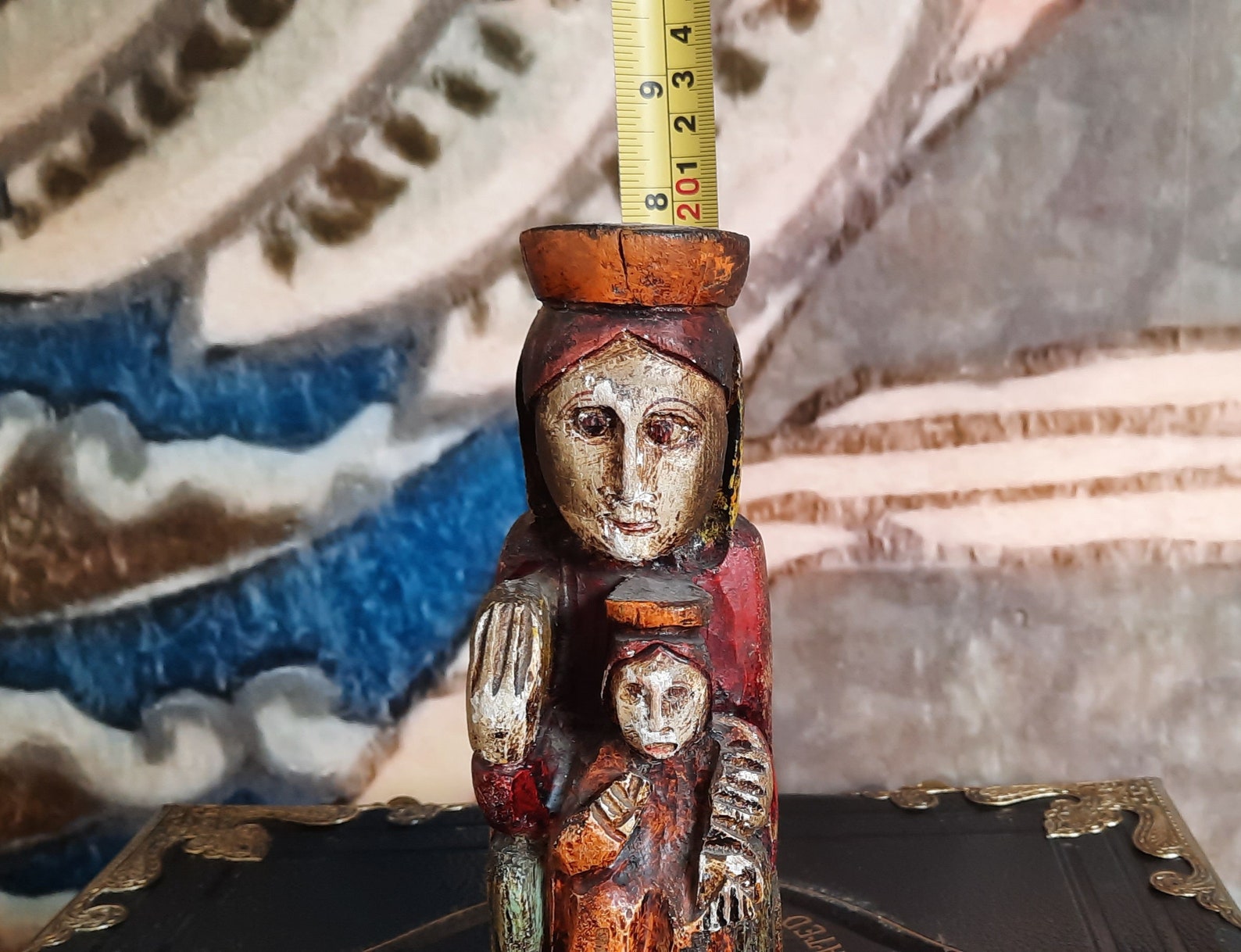 Zeldzaam Romaans Houten Beeldje Van De Heilige Maagd En Christus ...