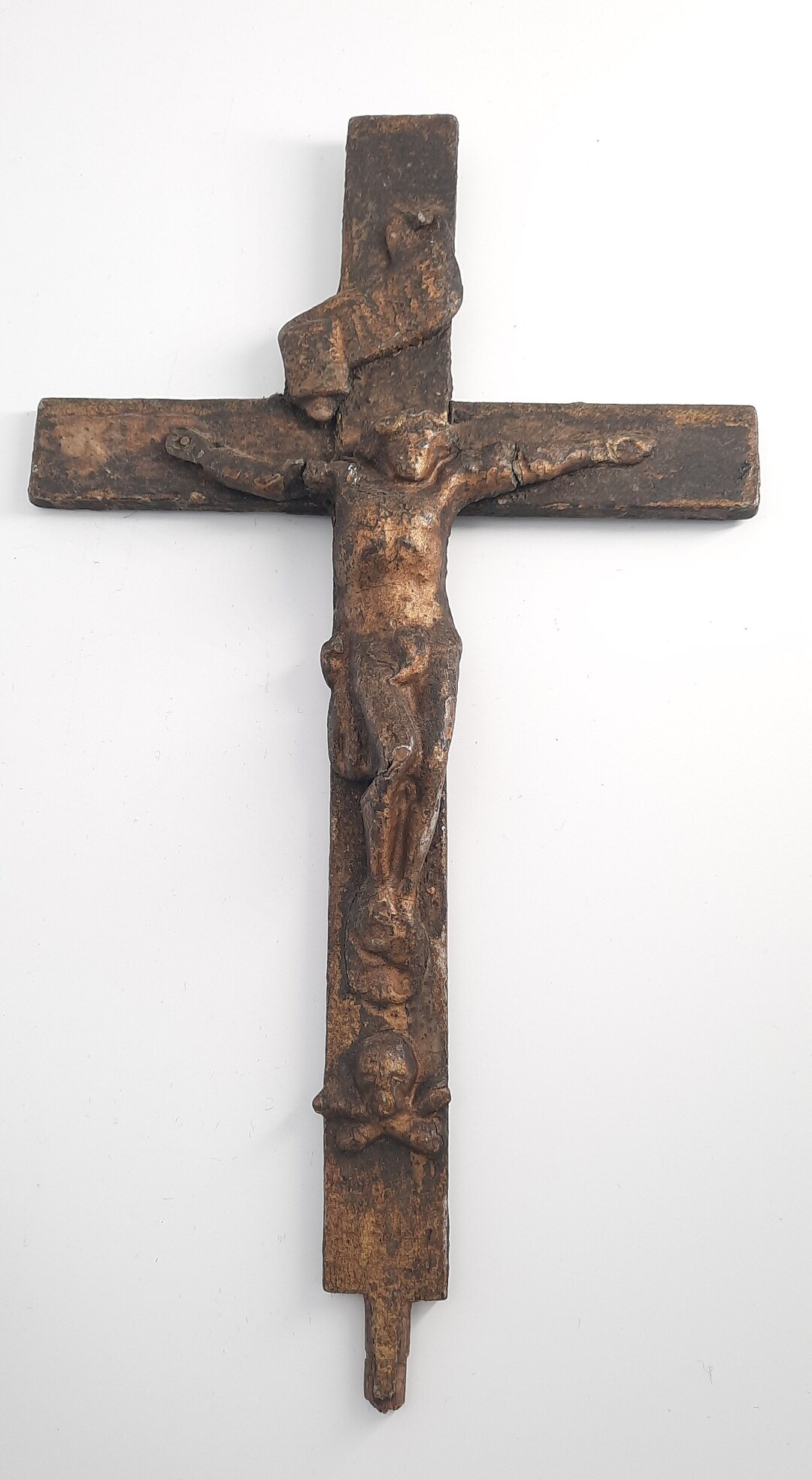Rare Antique Fragile Small Crucifix Made of Wood and Paper Mache Early ...