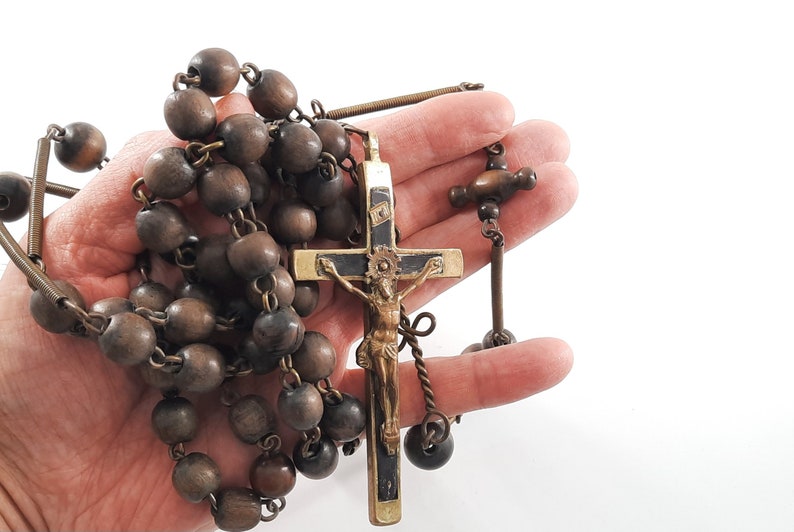 Rare Antique French 5 Decades Nuns Habit Rosary Credo Cross Spiral ...