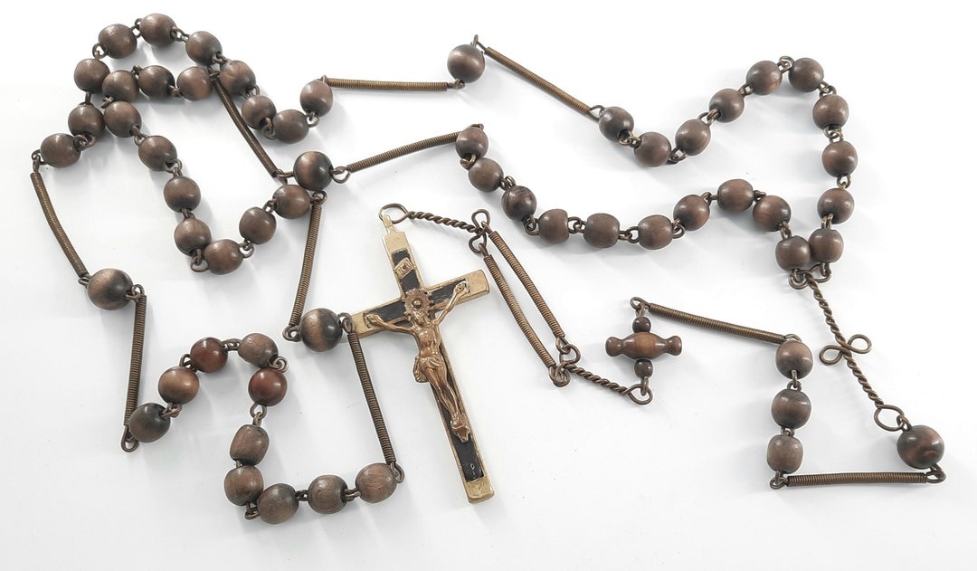 Rare Antique French 5 Decades Nuns Habit Rosary Credo Cross Spiral ...