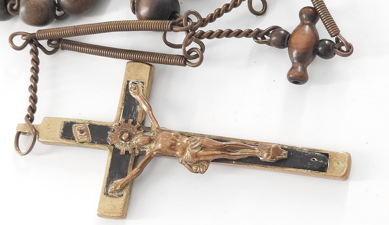 Rare Antique French 5 Decades Nuns Habit Rosary Credo Cross Spiral ...