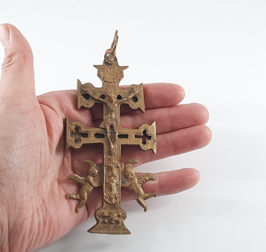 Antique Spanish Reliquary Caravaca Double Armed Brass Cross 1800s - Etsy