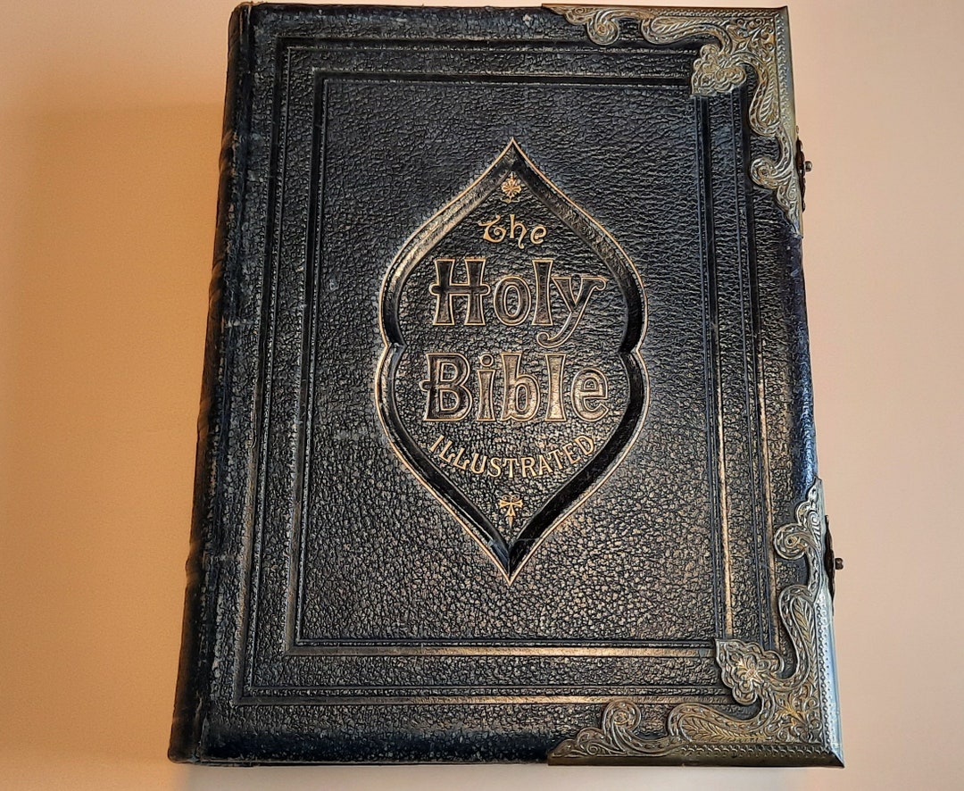 Antieke Enkele Holy Bible John Brown Geïllustreerde Familie Bijbel in ...
