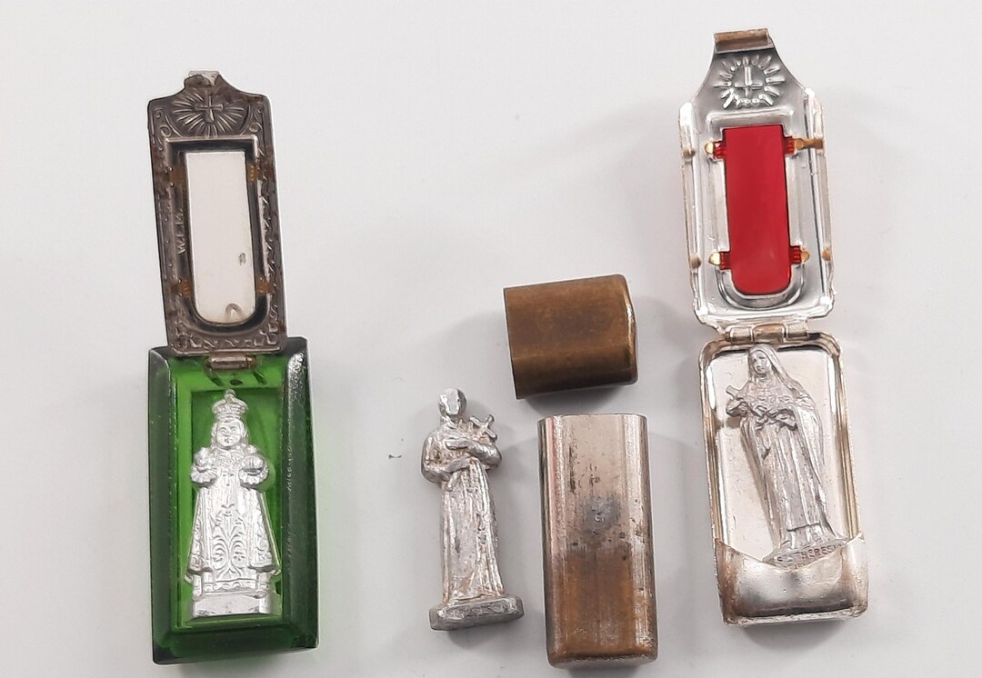 Vintage Pocket Shrine Porta Sainte Travel Shrine 3 Items Etsy