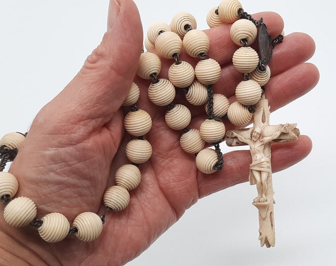 Antique Large Stunning and Rare French Rosary Made of Silver-plated and ...